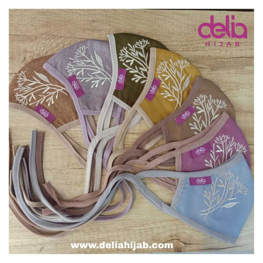 Masker Kain Hijab - Masker Bordir Bunga - Delia Hijab - Delia Hijab